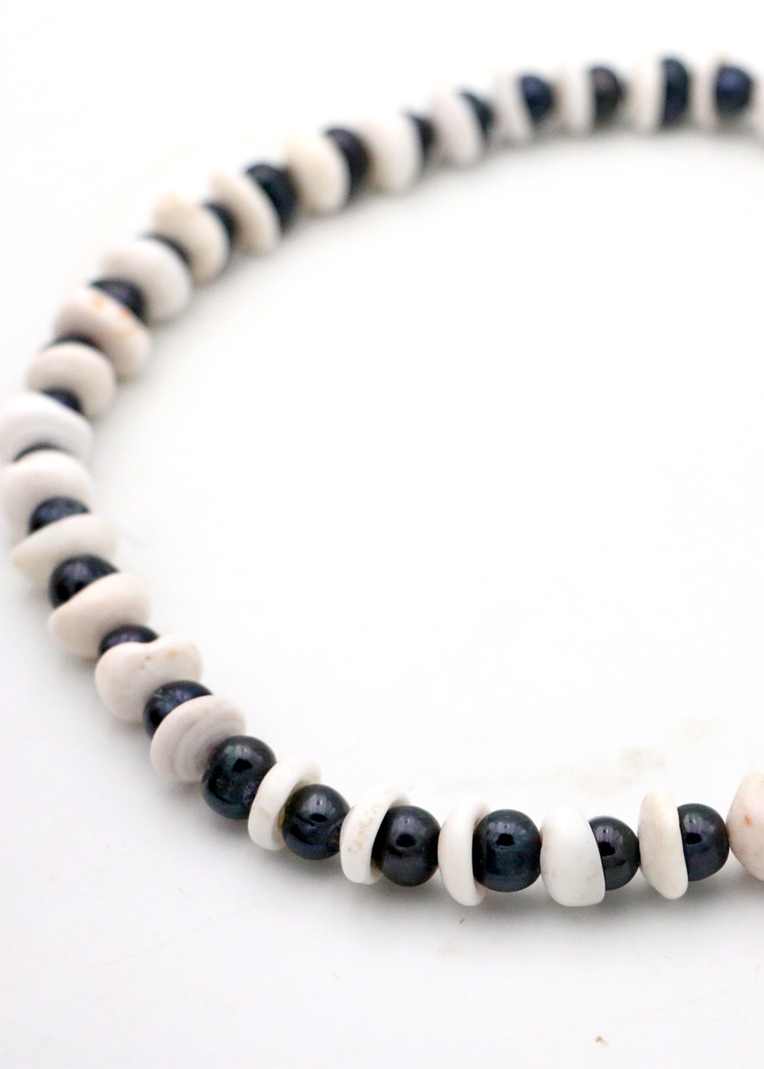 Black Pearl and Puka Shell Lei Necklace | KoaWood Ranch