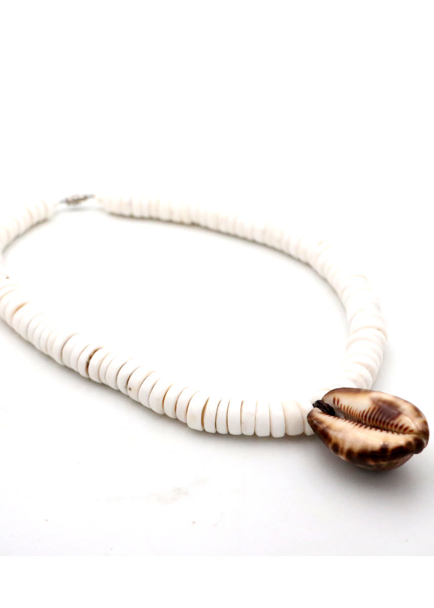 Hawaiian Puka Shell and Cowrie Shell Lei Necklace| KoaWood Ranch