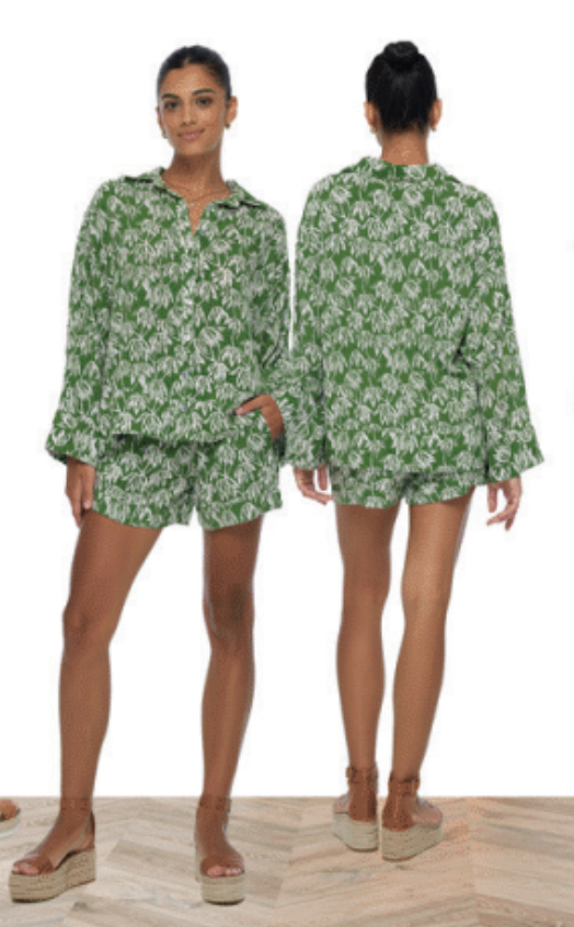 Vanoria Shirt in Canopy Green print by Khush | KoaWood Ranch