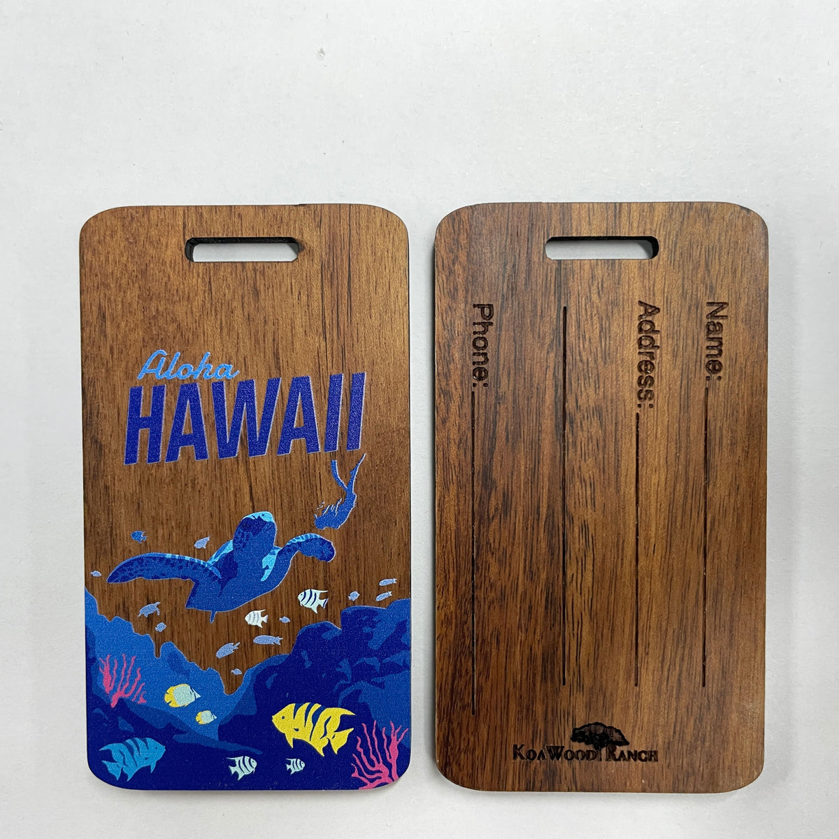 Koa Wood Bagagelabel - Aloha Hawaii | KoaWood Ranch
