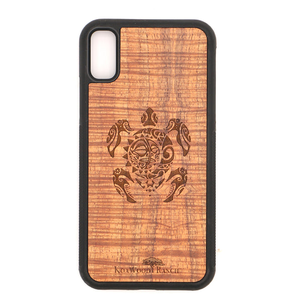 Hawaiian Koa Wood Phone Case Tribal Honu Design | KoaWood Ranch