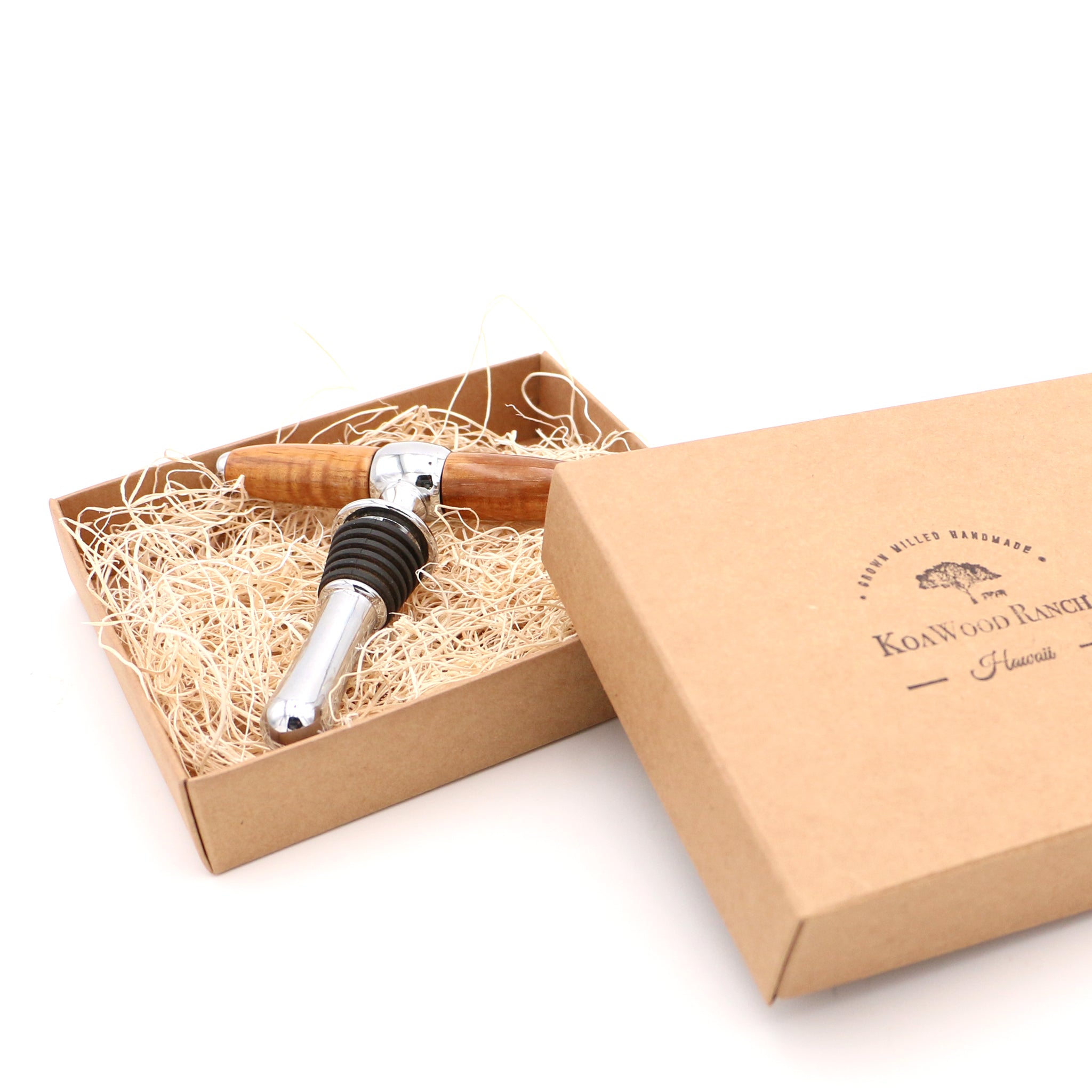 Hawaiian Koa Wood Wine Stopper and Opener Combo | KoaWood Ranch