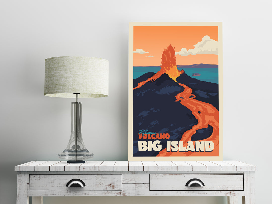 Hawaii's Big Island Volcano 12 x 18 Vintage Poster | KoaWood Ranch